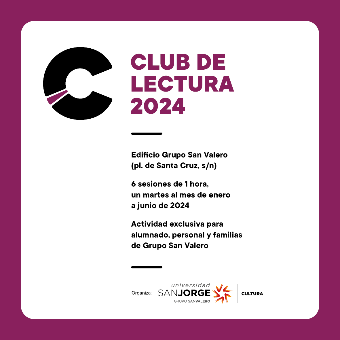 Club de Lectura 2024 – Cultura USJ – Actividades Culturales y Ediciones USJ